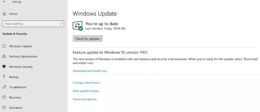 Windows 10 1903 нұсқасына мүмкіндікті жаңарту