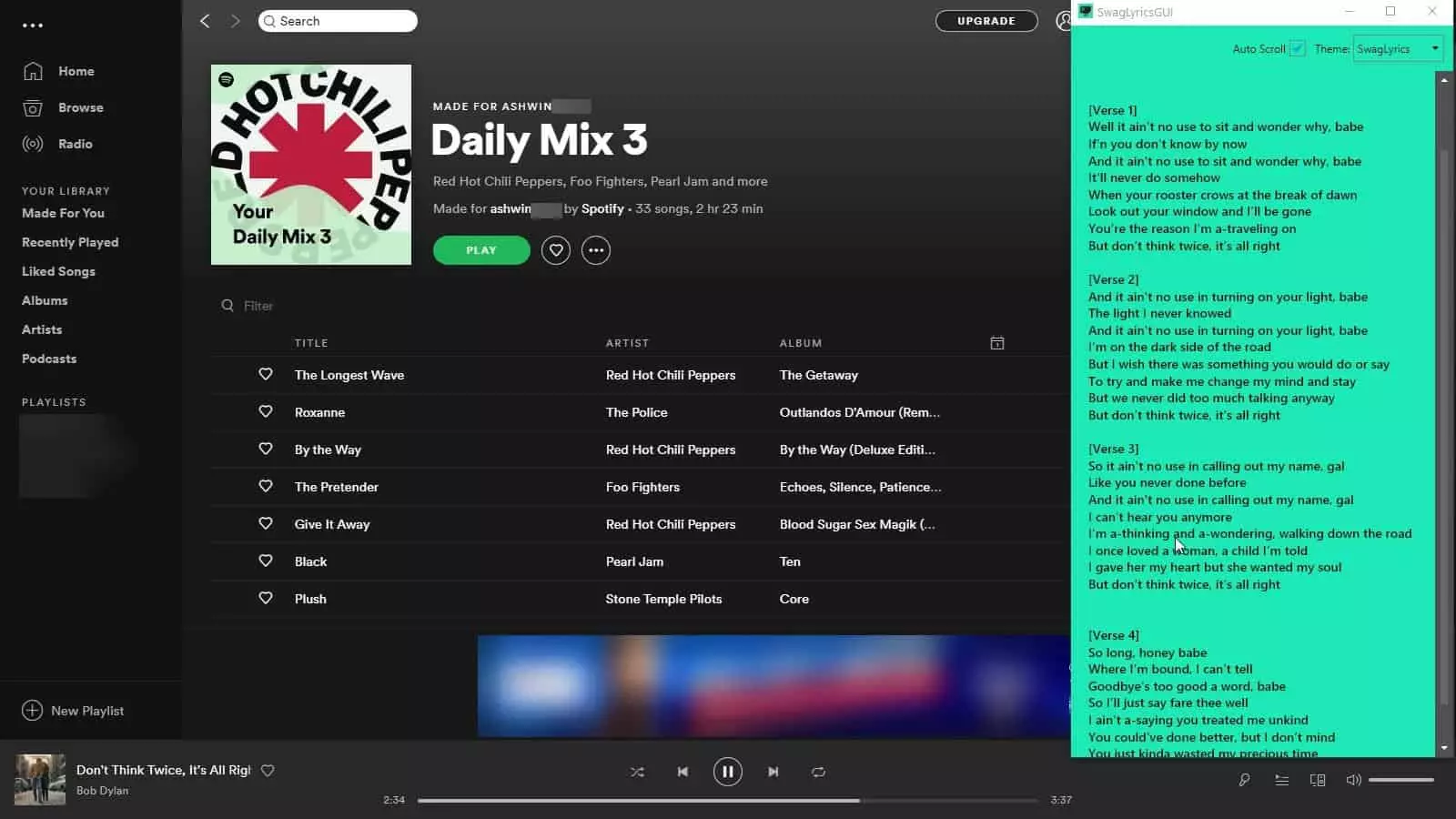 swaglyrics spotify masaüstü programı