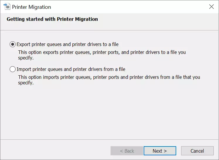 миграција на печатачот на Windows