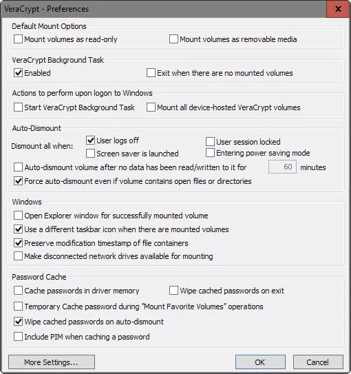 veracrypt preferences