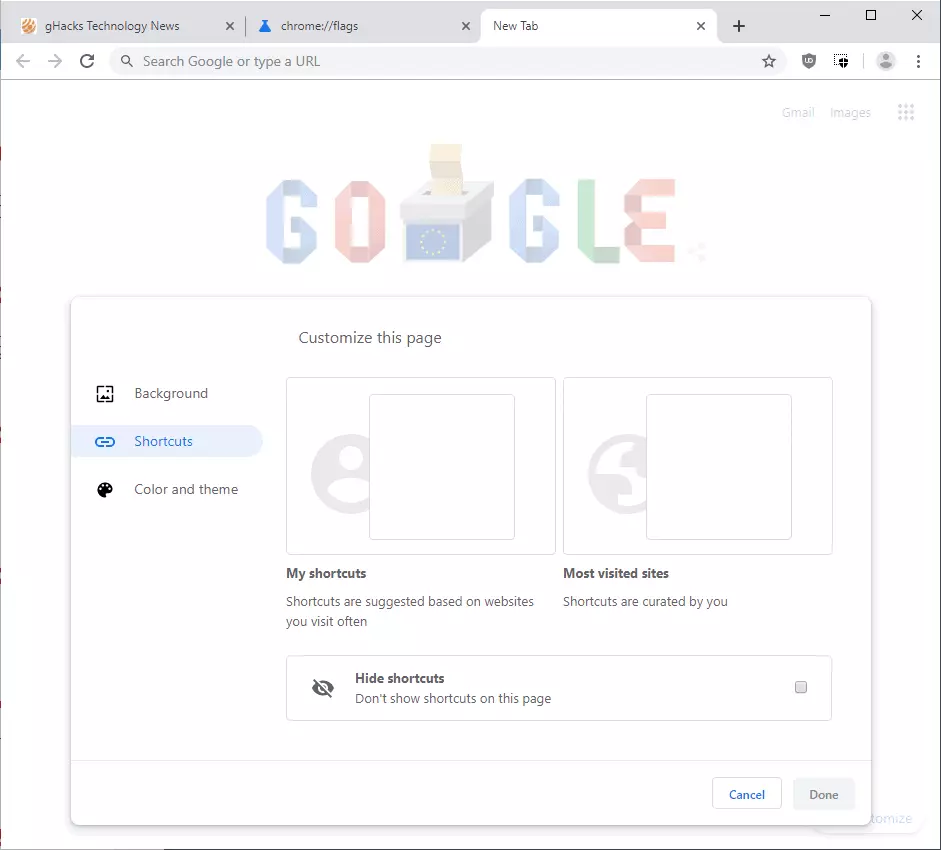 google chrome trang tab mới tùy chỉnh 2019