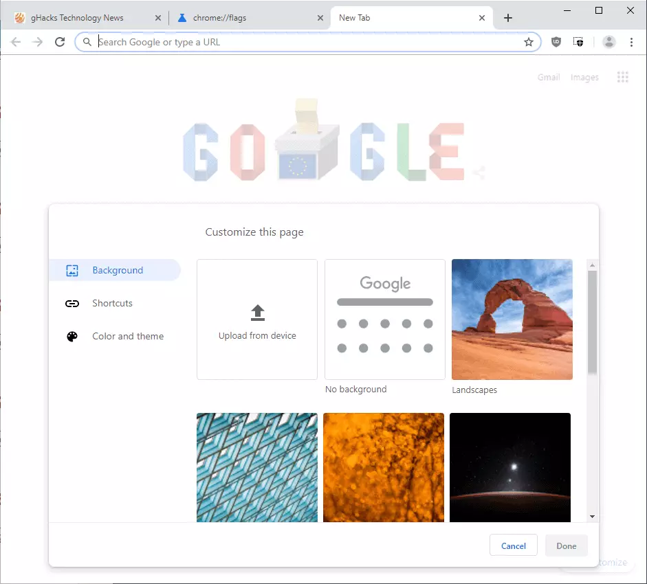 google chrome trang tab mới 2019 thay đổi