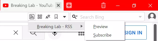 abonare youtube rss vivaldi