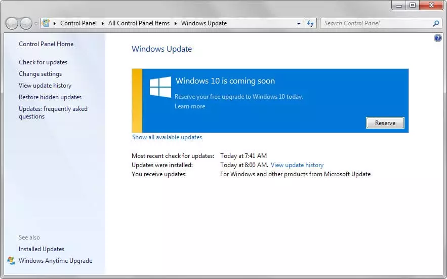 notificare de upgrade la Windows 10