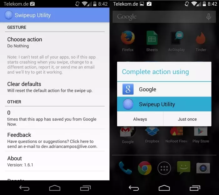 deaktiveer Google nou swipe Android