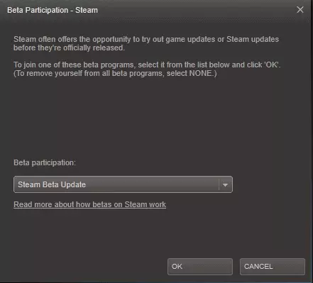 steam бета нұсқасы