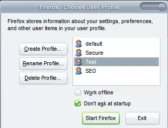 firefox profil yöneticisi