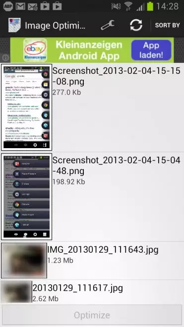 image optimizer alang sa android screenshot