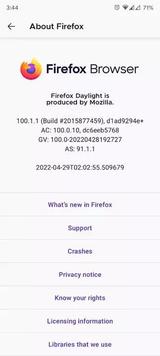 Firefox pro Android verze 100