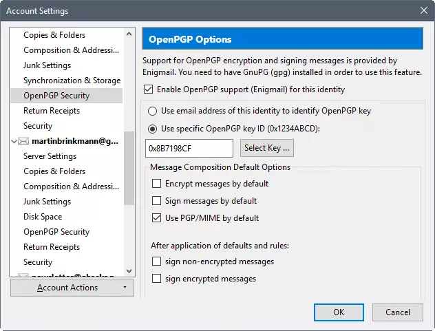 options d'openpgp