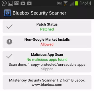 masterkey ievainojamības skeneris Android