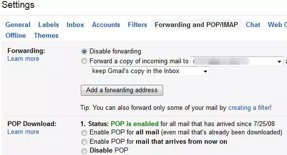 gmail avanoa pop imap
