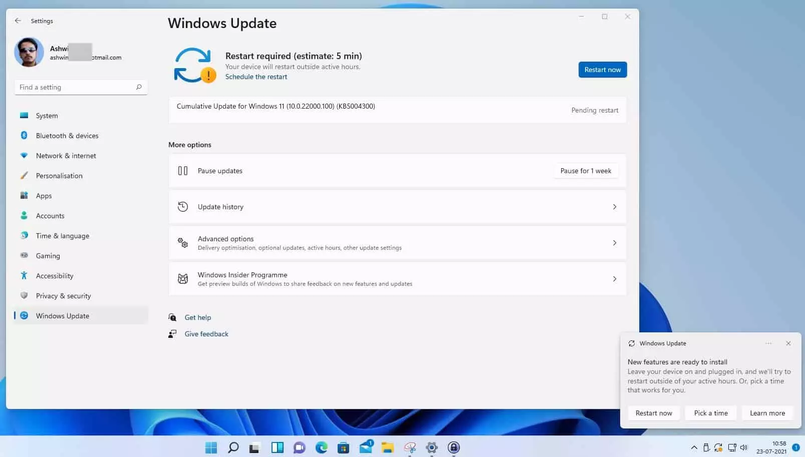 Windows 11 Insider Preview Build 22000.100 KB5004300