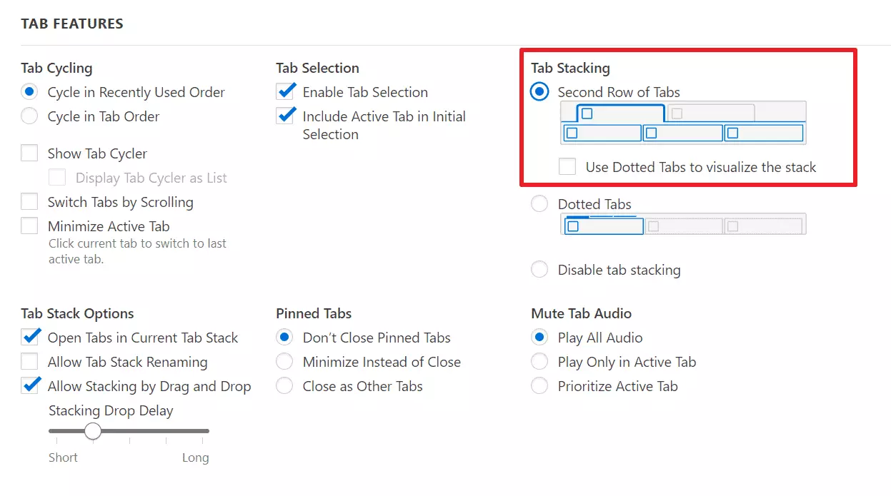 vivaldi iki sətir tabstacking