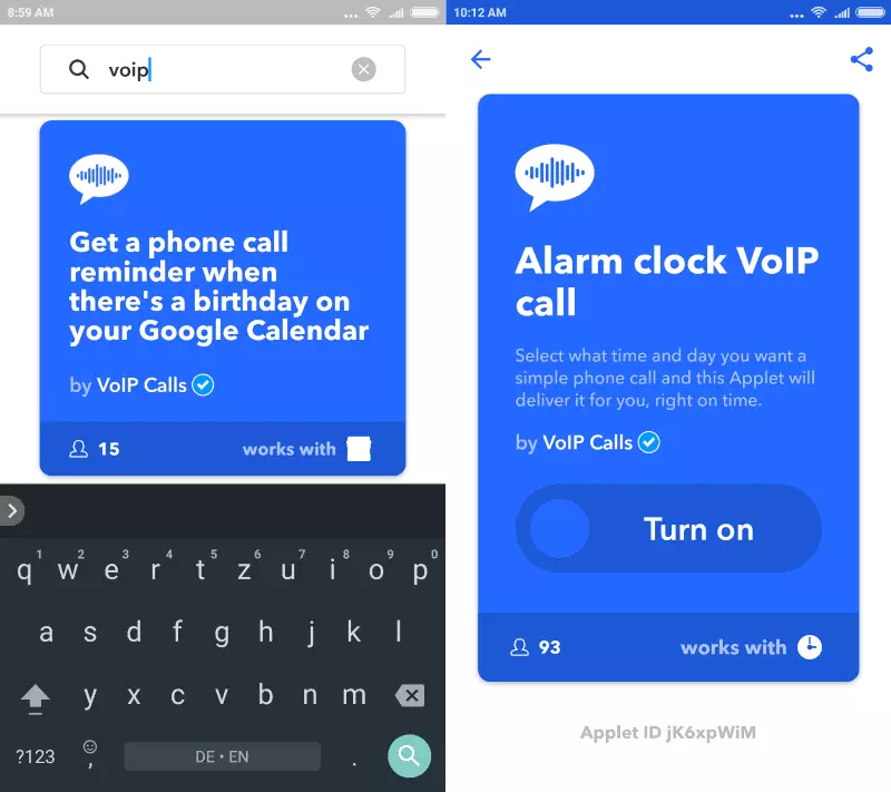 ifttt voip hovory