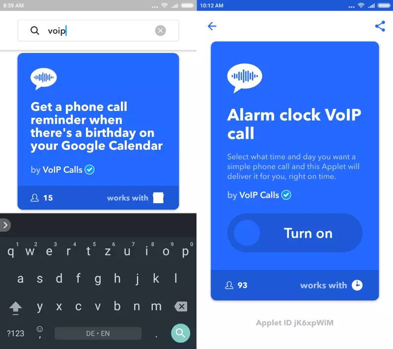 ifttt VoIP званкі