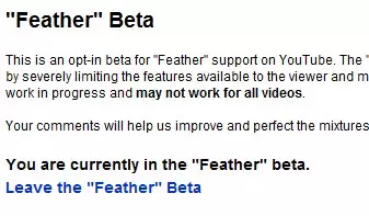 youtube feather beta