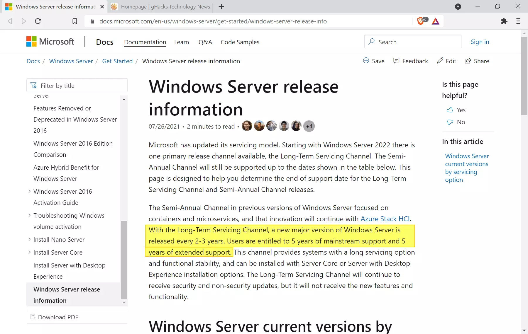 windows server 2022 ltsc