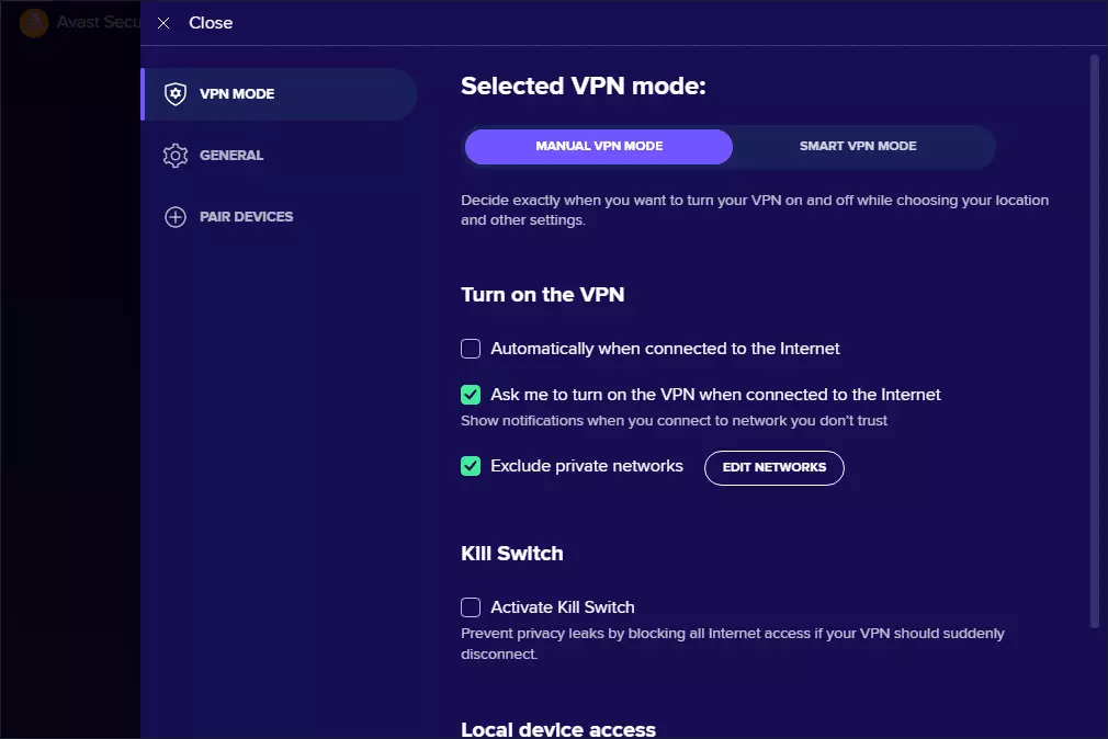 configuración de avast vpn