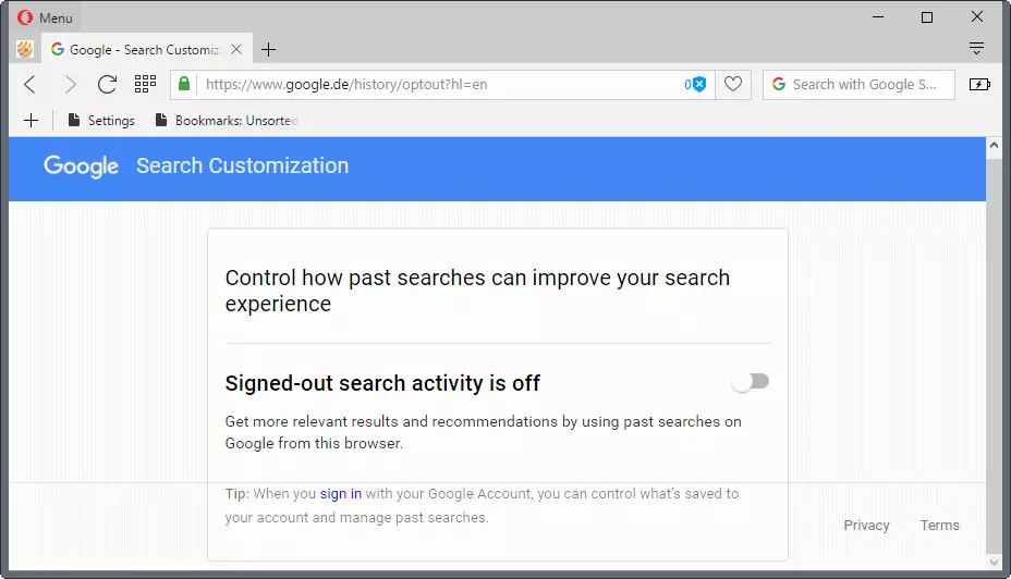 Desactivar la actividad de búsqueda de Google
