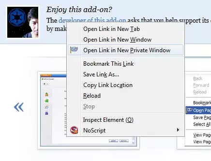 Limiteu el mode de navegació privada de Firefox a una finestra i afegiu-hi altres opcions