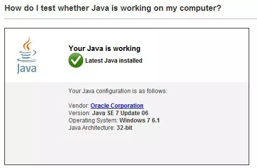 Java версиясын сыноо