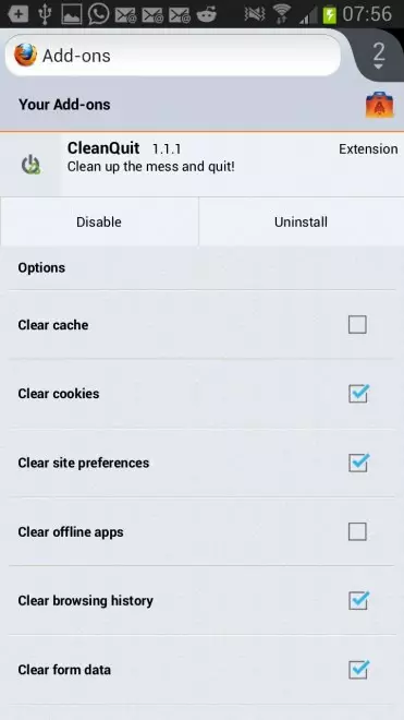 data bersih firefox mobile