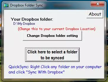 dropbox ෆෝල්ඩරය සමමුහුර්ත කිරීම