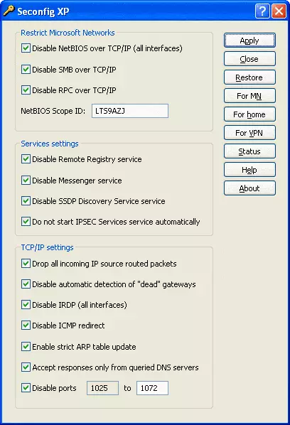 Seconfig XP ഉപയോഗിച്ച് നിങ്ങളുടെ Windows XP സിസ്റ്റം സുരക്ഷിതമായി കോൺഫിഗർ ചെയ്യുക