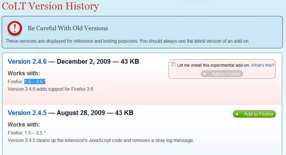 firefox anciennes versions