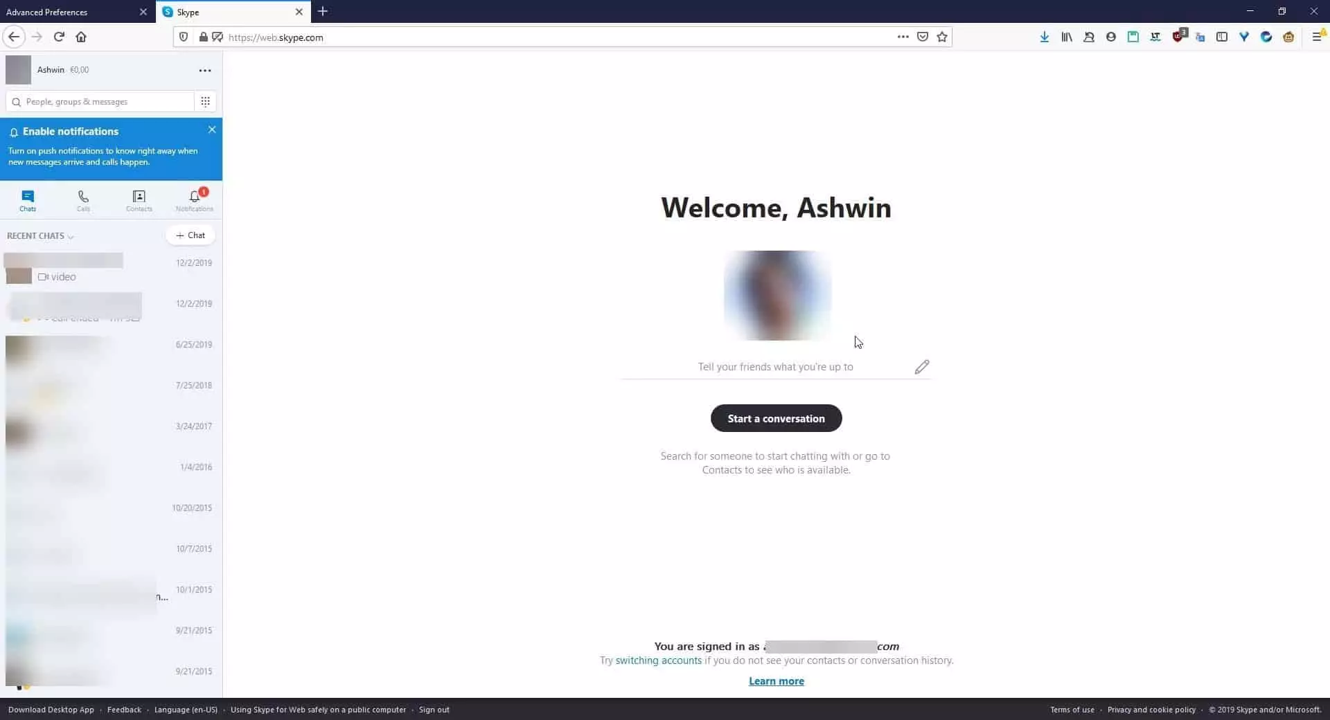 Firefox vartotojo agentas skype