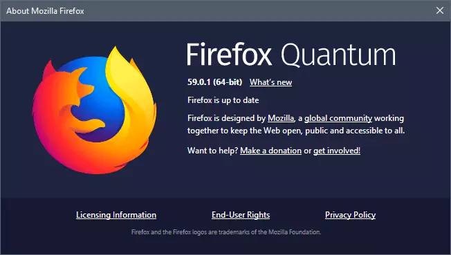फायरफॉक्स 59.0.1 सुरक्षा अद्यतन