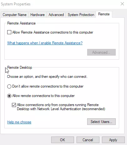 iespējot attālās darbvirsmas Windows datorus