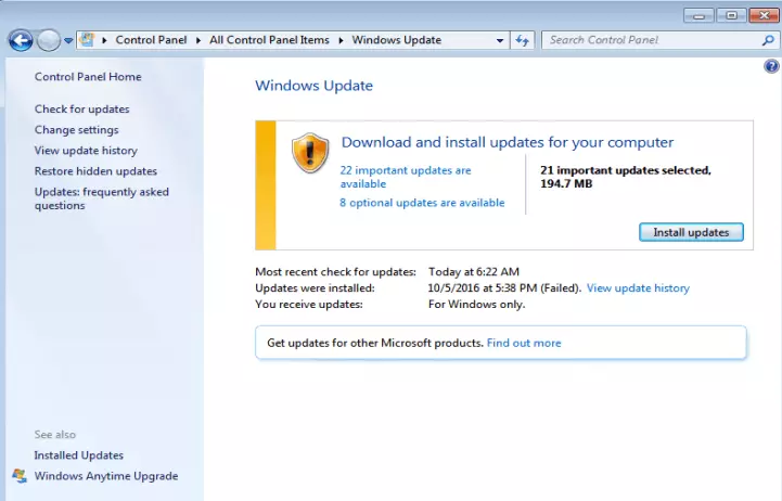 windows 7 ibheka kancane ukulungisa izibuyekezo