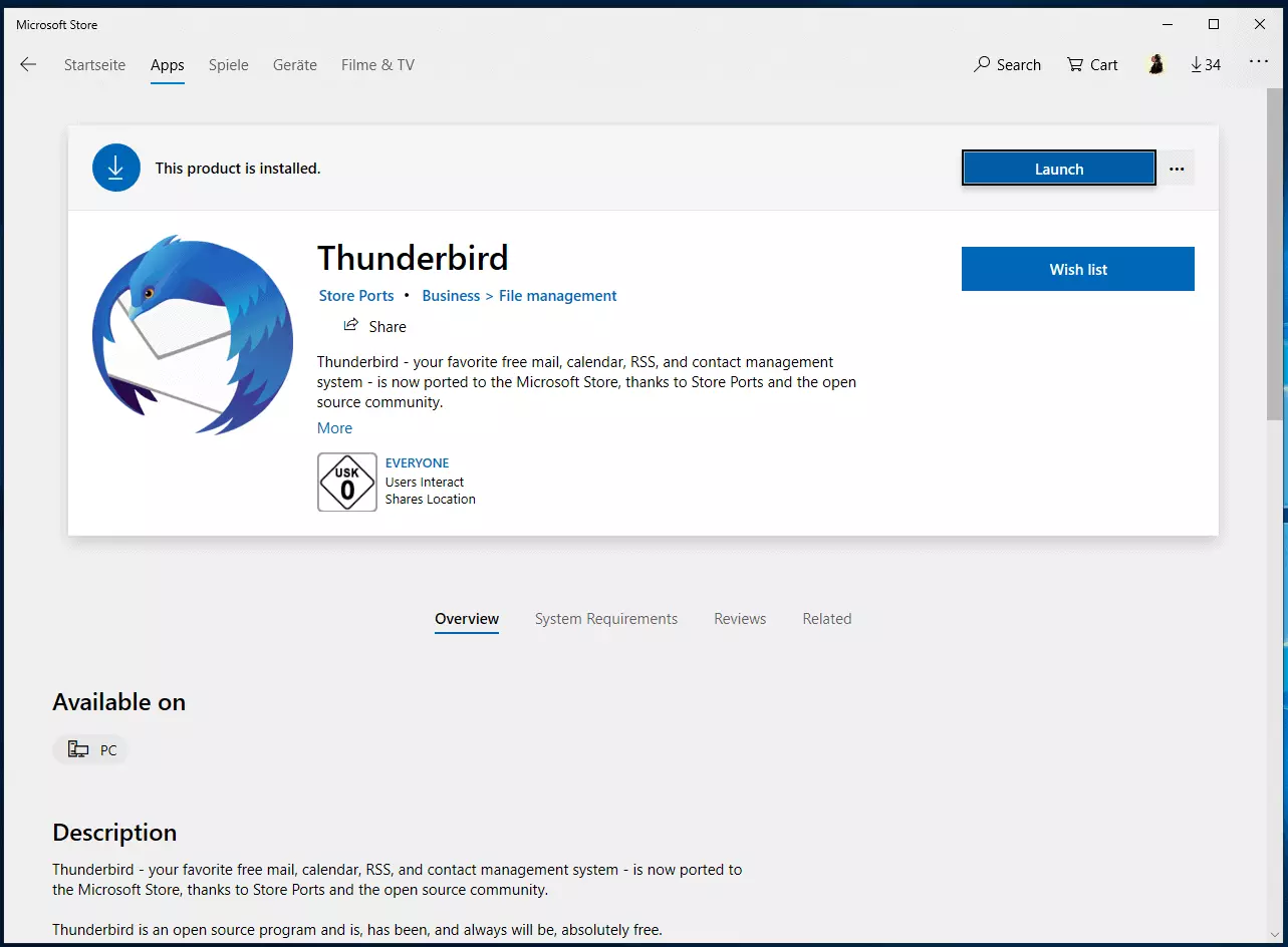 Thunderbird microsoft продавница