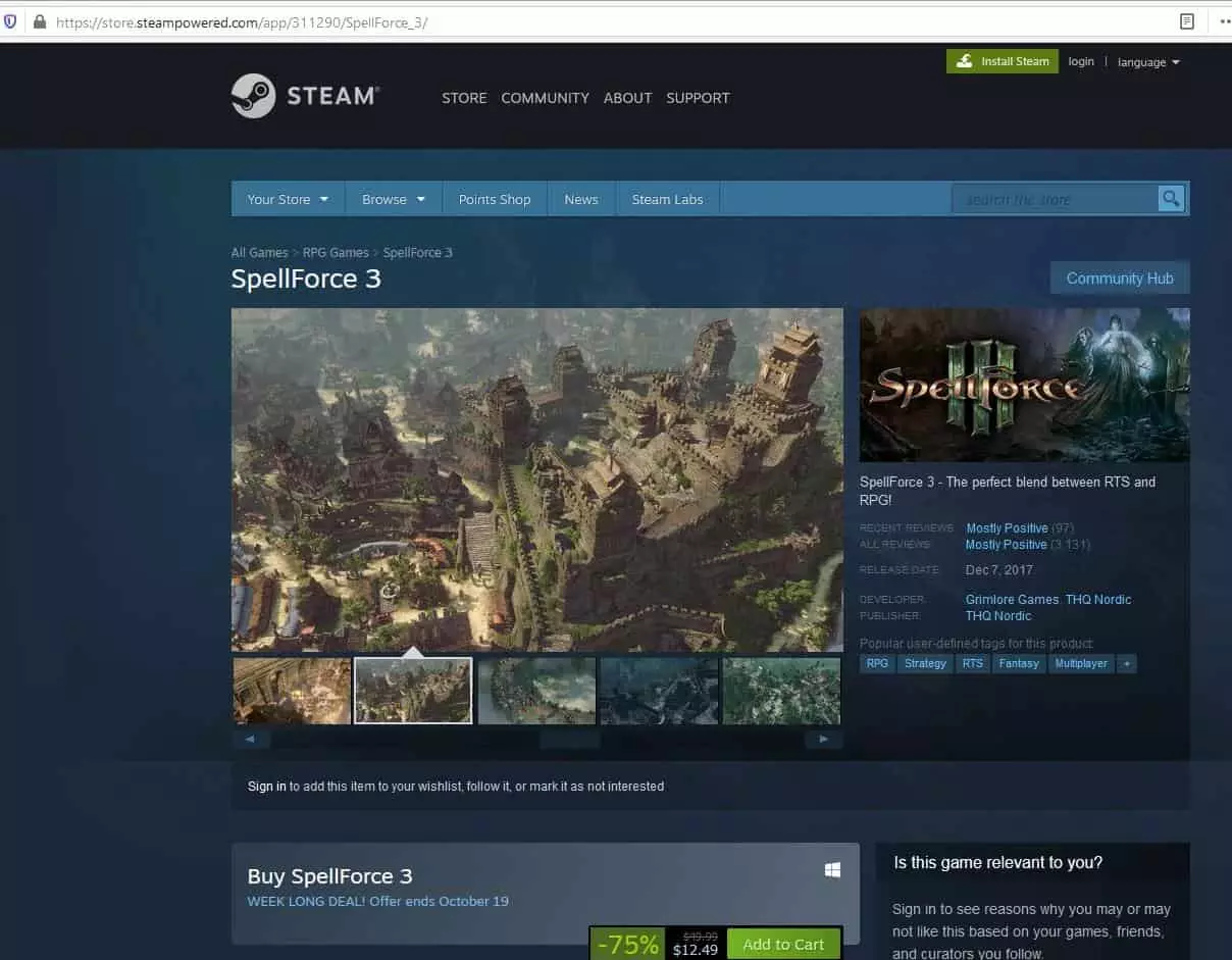 Faqja origjinale e Steam
