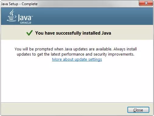 Java ийгиликтүү орнотуу