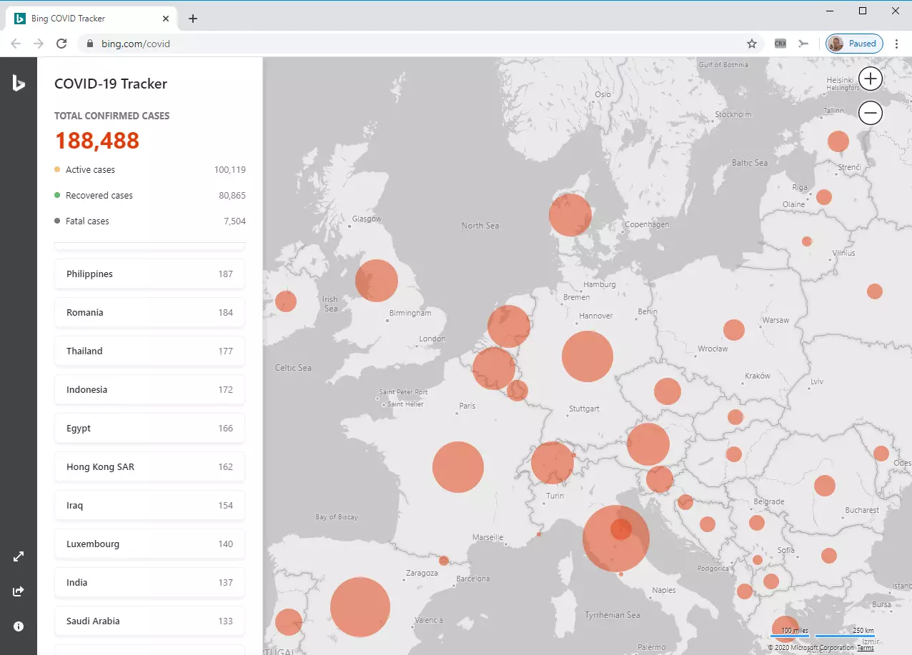 Microsoft lance son Bing Coronavirus Tracker