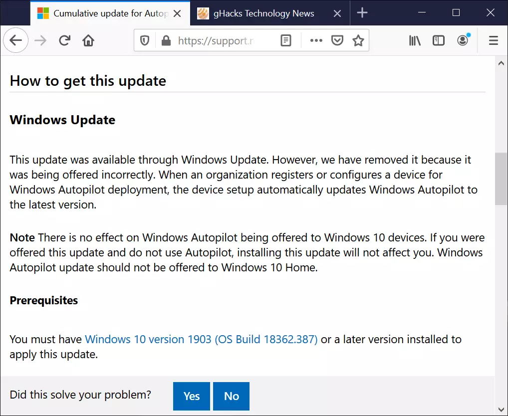 Microsoft xatolik tufayli yana bir Windows 10 yangilanishini chiqardimi?