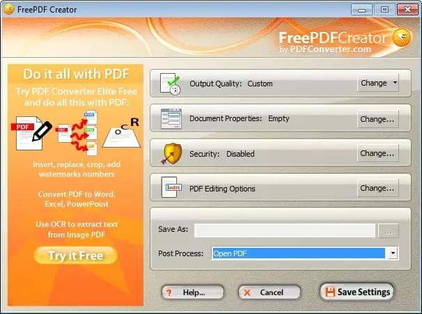 screenshot del creatore di pdf gratuito