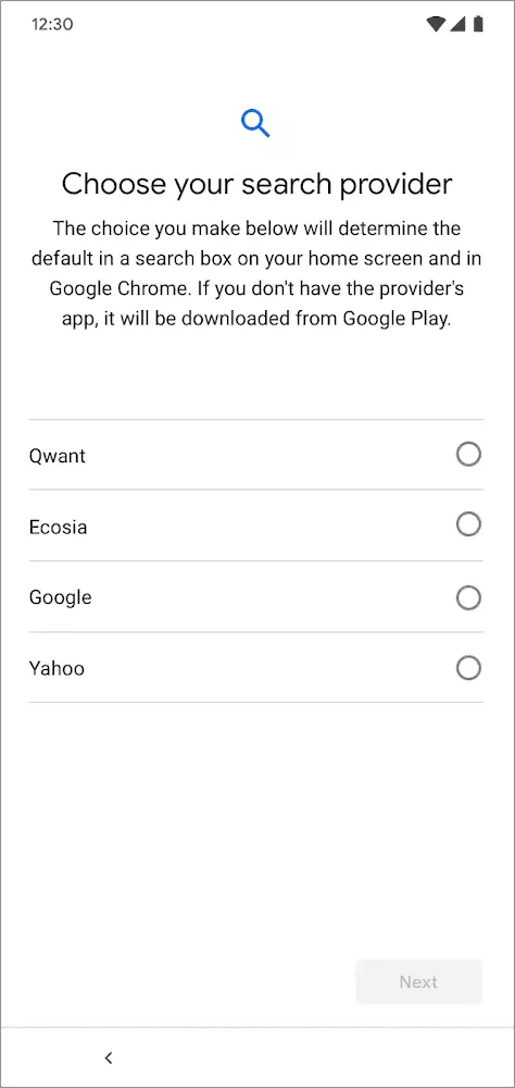 google-android zoekmachine keuze
