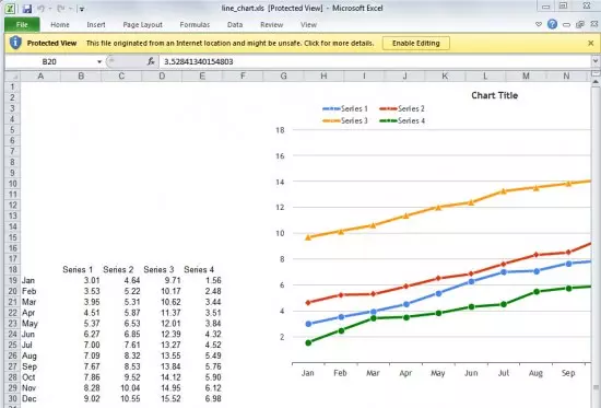 Excel диаграммасы сакланган күренеш