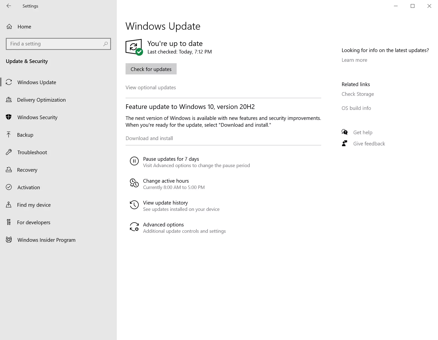 windows 10 version 20H2 feature update