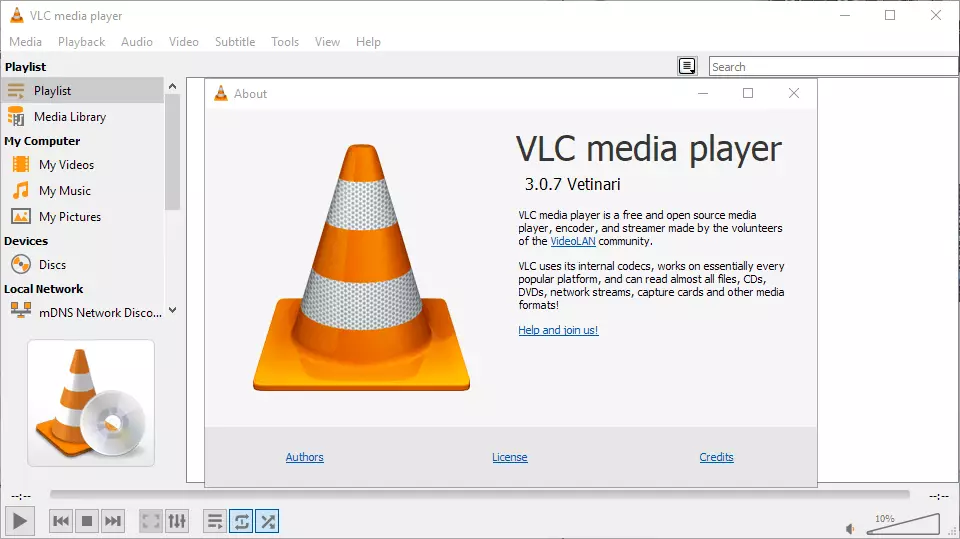 vlc ሚዲያ ማጫወቻ 3.07