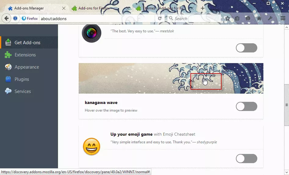 pratinjau tema firefox