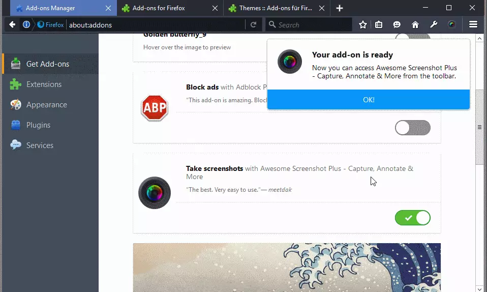 add-on firefox dipasang