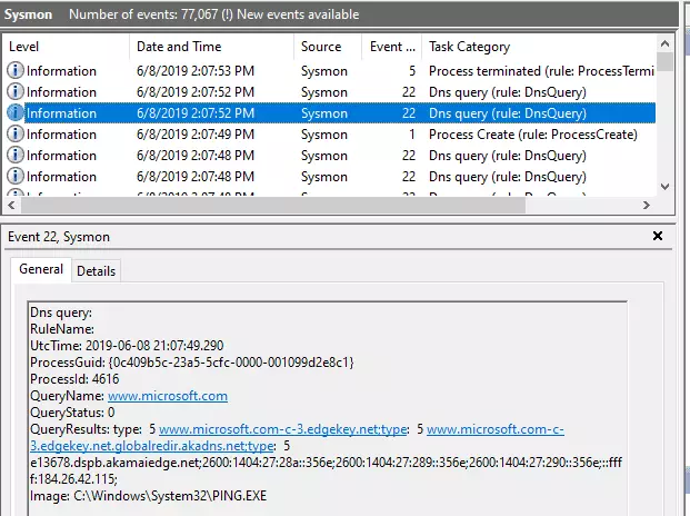 сабти дархостҳои sysmon dns