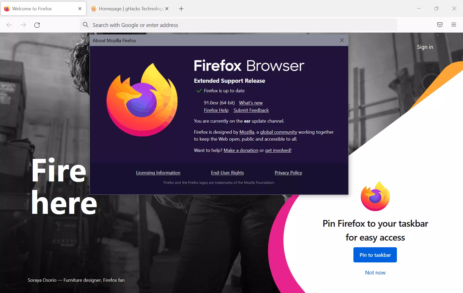 Firefox 91 esr