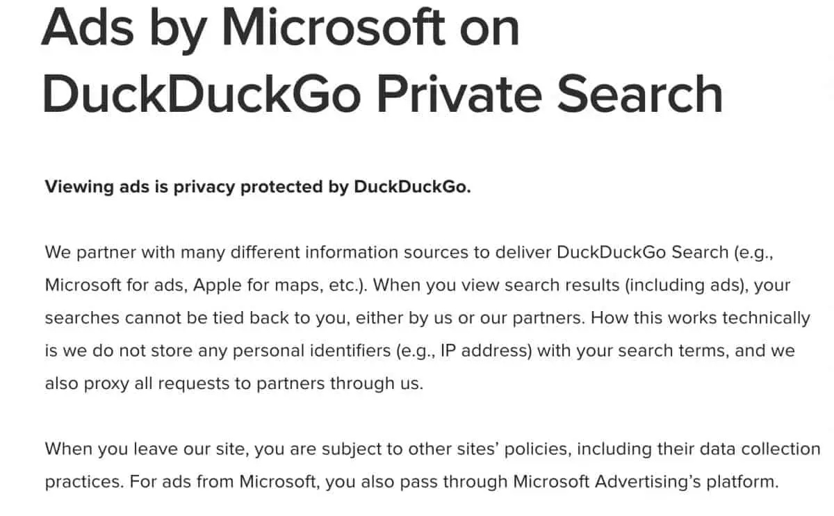 dukduckgo مایکروسافټ اعلانونه