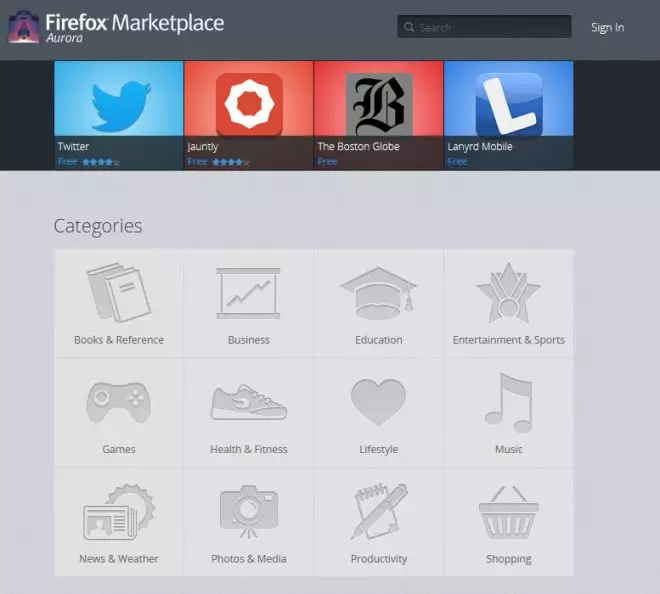 firefox marketplace screenshot